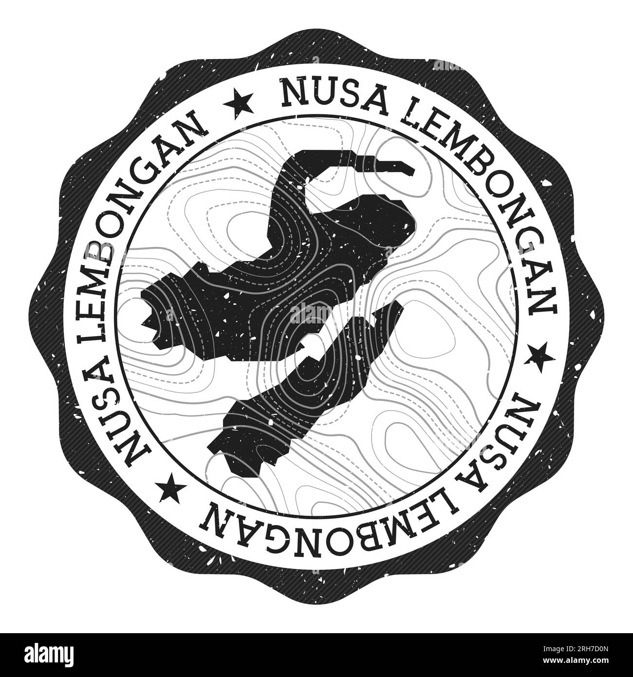 Nusa Lembongan outdoor stamp. Round sticker with map of island with ...