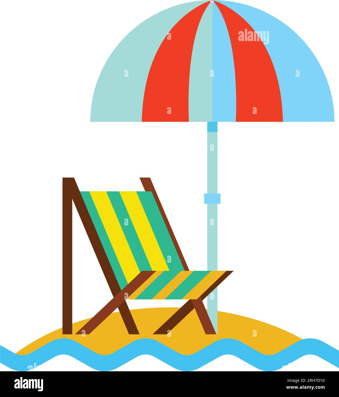 Beach Umbrella And Lounge Chair Icon Stock Vector Image And Art Alamy