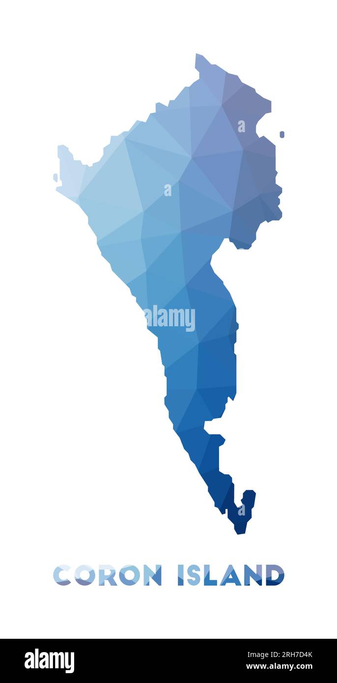Low poly map of Coron Island. Coron Island polygonal map. Technology ...