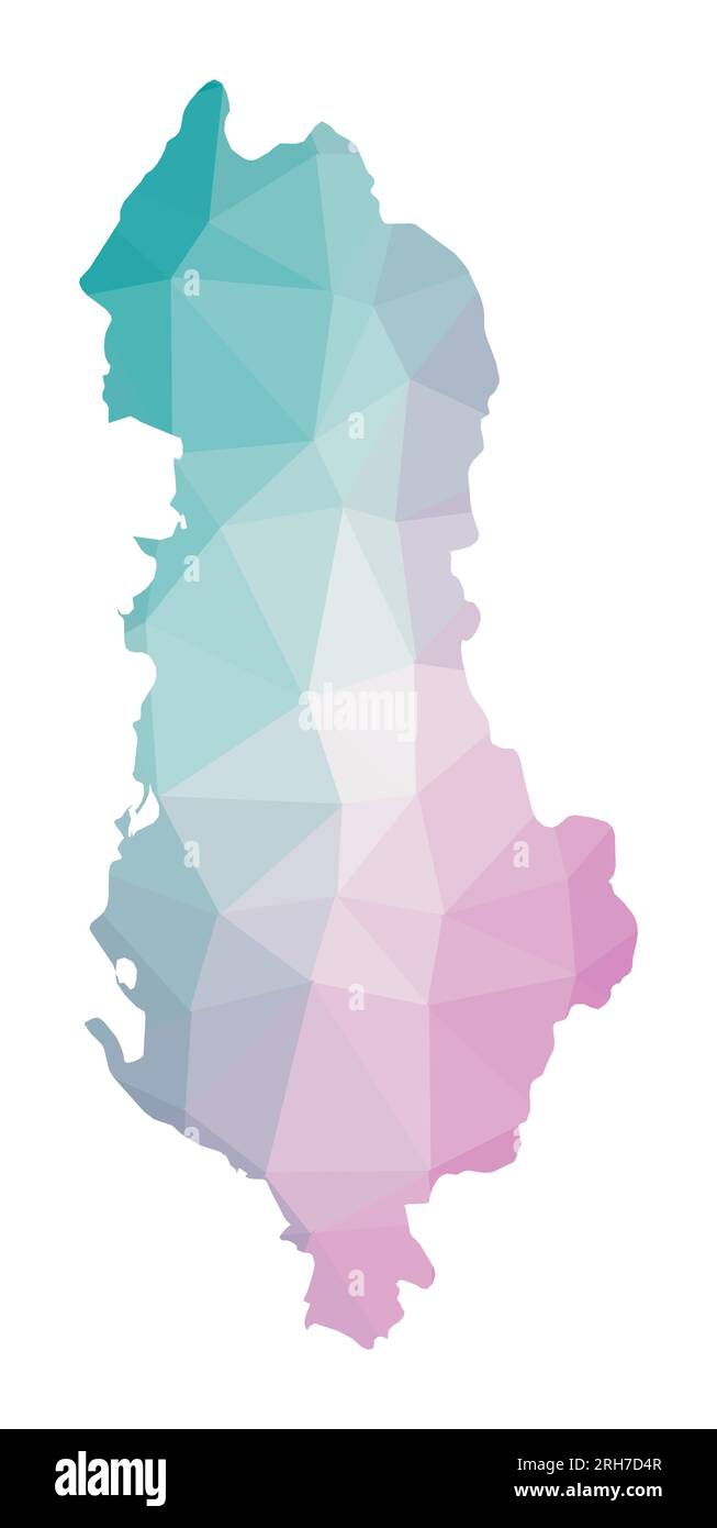 Polygonal map of Albania. Geometric illustration of the country in ...