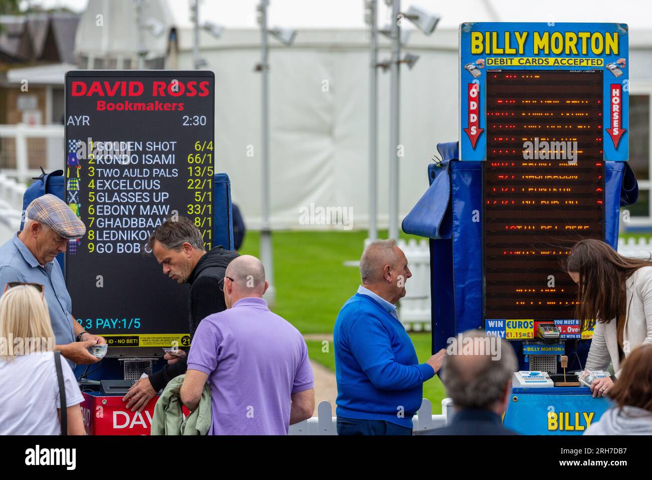 Bookmakers at Ayr Racecourse Stock Photo - Alamy