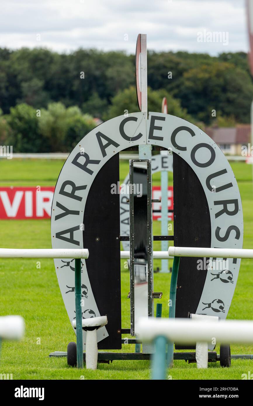 The finish line at Ayr Racecourse, Scotland Stock Photo - Alamy