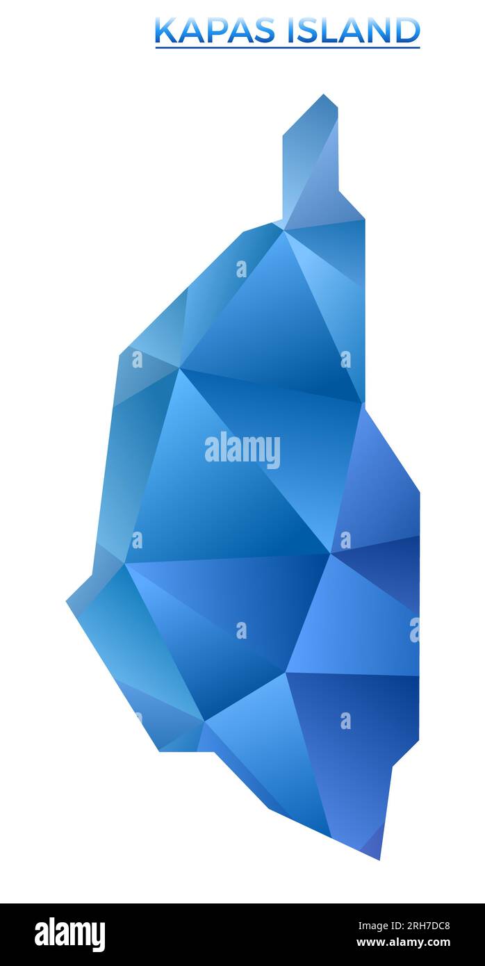 Vector polygonal Kapas Island map. Vibrant geometric island in low poly style. Artistic ...