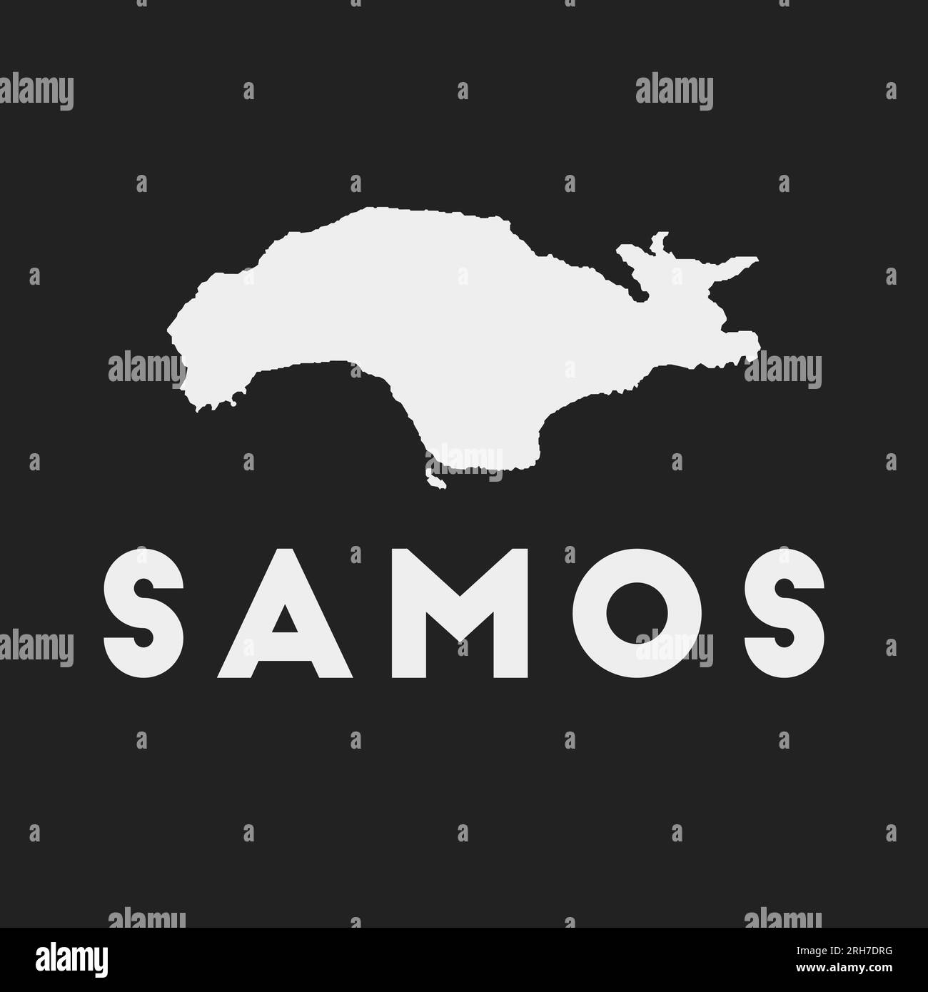 Samos icon. Island map on dark background. Stylish Samos map with ...