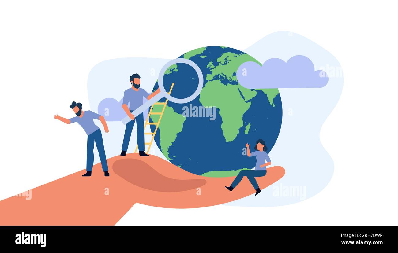 Hand save world Earth globe vector illustration environment concept ...