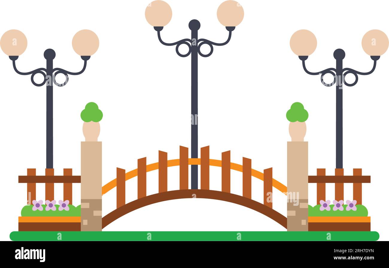 Wooden bridge with streetlights icon Stock Vector Image & Art - Alamy