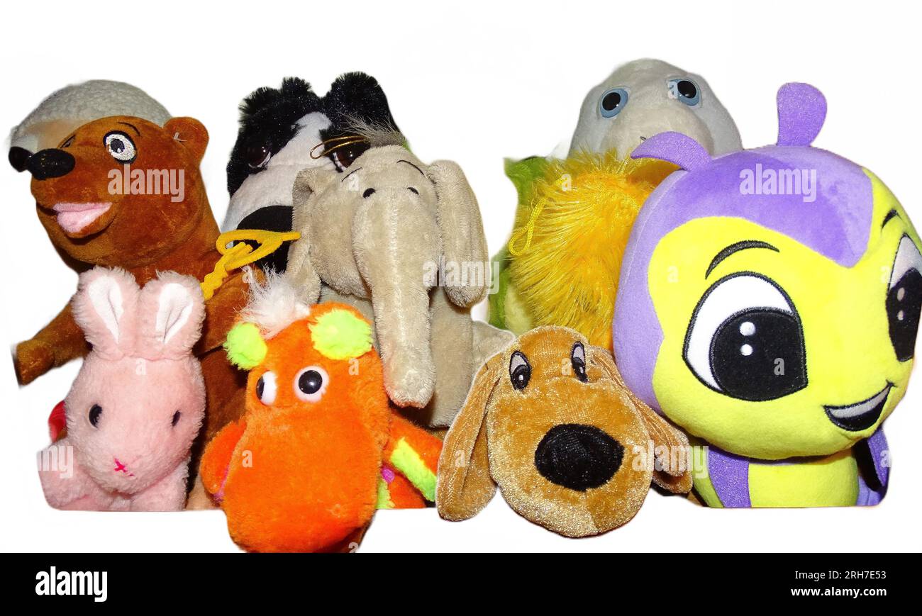 Group of plush toys. Different models Stock Photo - Alamy