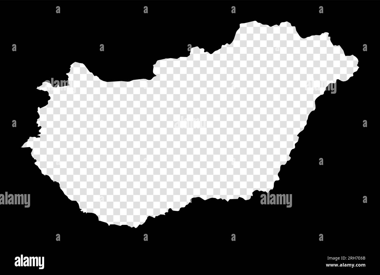 Stencil map of Hungary. Simple and minimal transparent map of Hungary ...