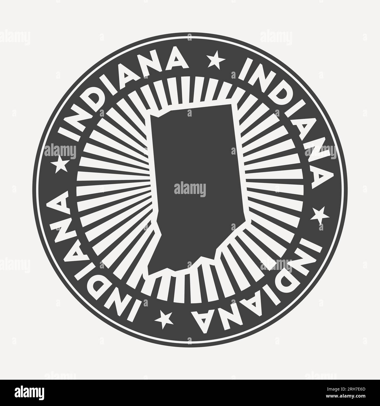 Indiana round logo. Vintage travel badge with the circular name and map ...