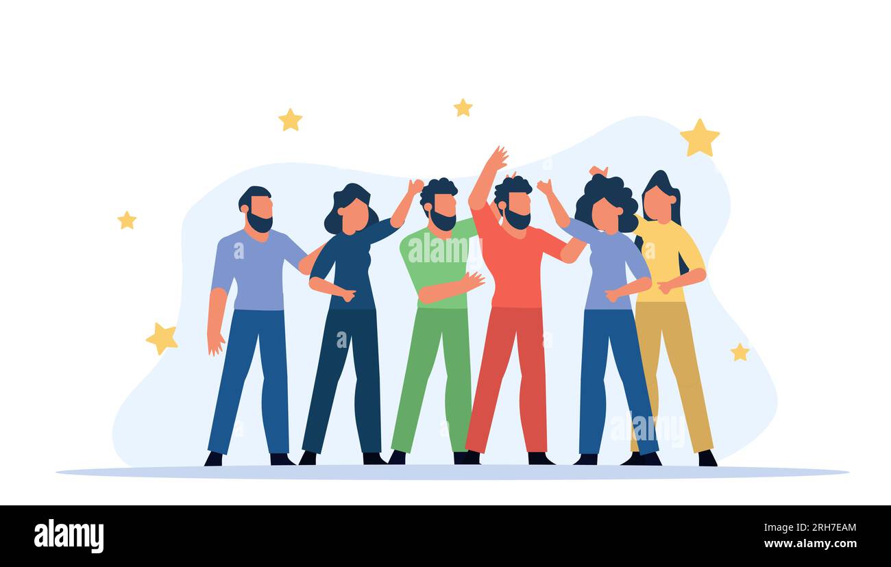 Group person friend together boy and girl vector illustration. Happy ...