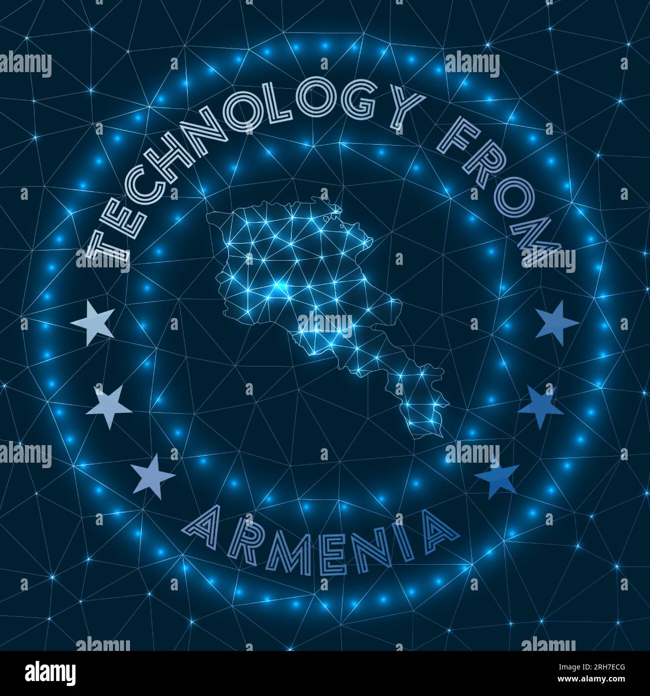Technology from Armenia. Futuristic geometric badge of the country ...