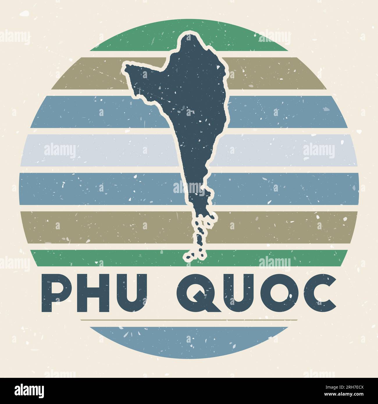 Phu Quoc logo. Sign with the map of island and colored stripes, vector ...