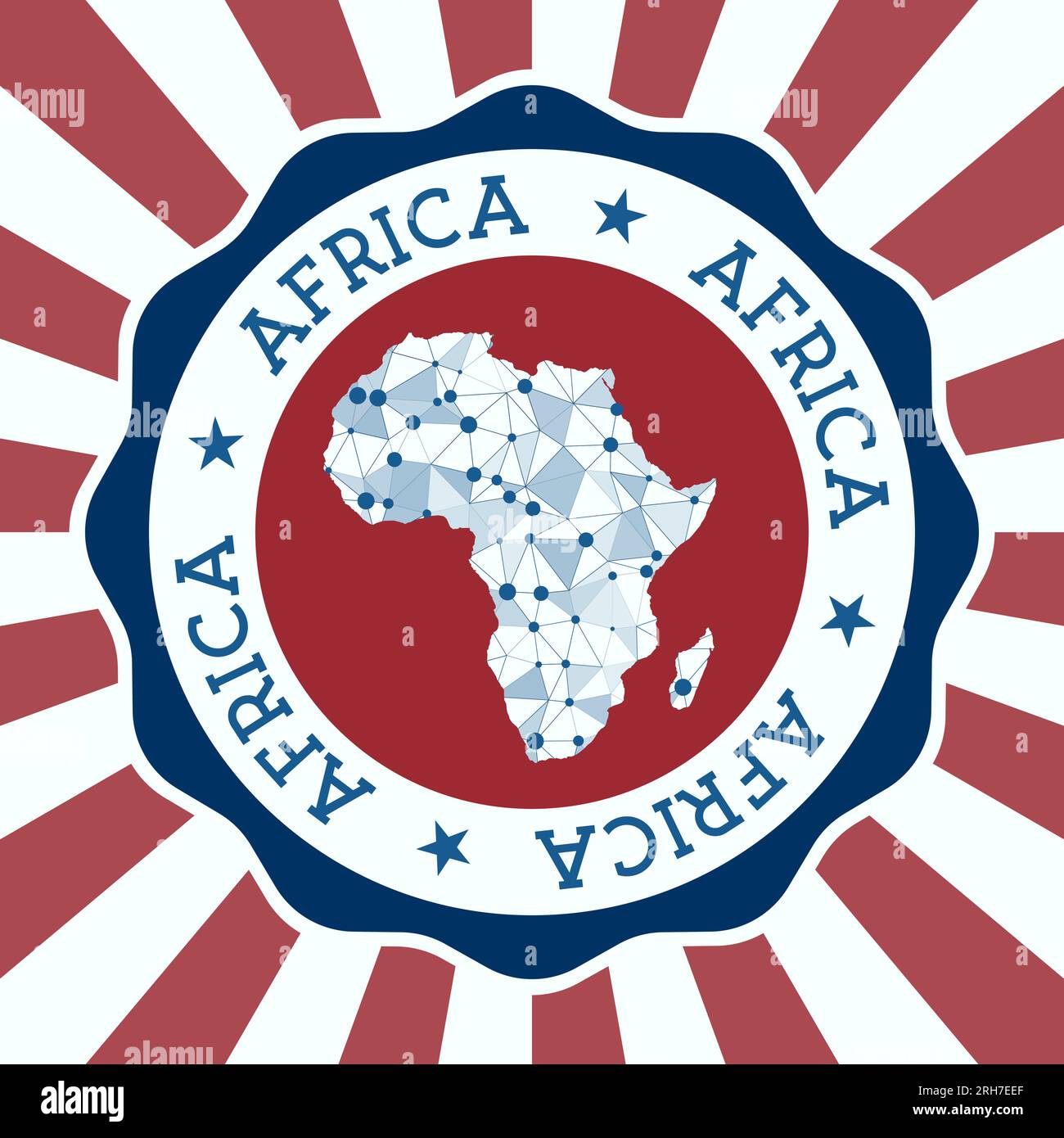 Africa Badge. Round logo of continent with triangular mesh map and ...