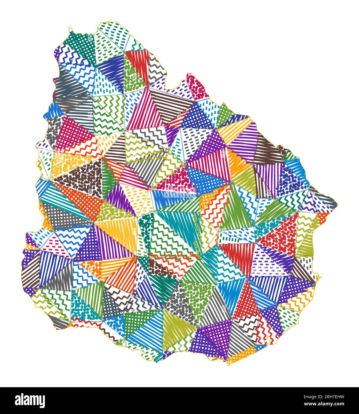 Kid style map of Uruguay. Hand drawn polygons in the shape of Uruguay ...