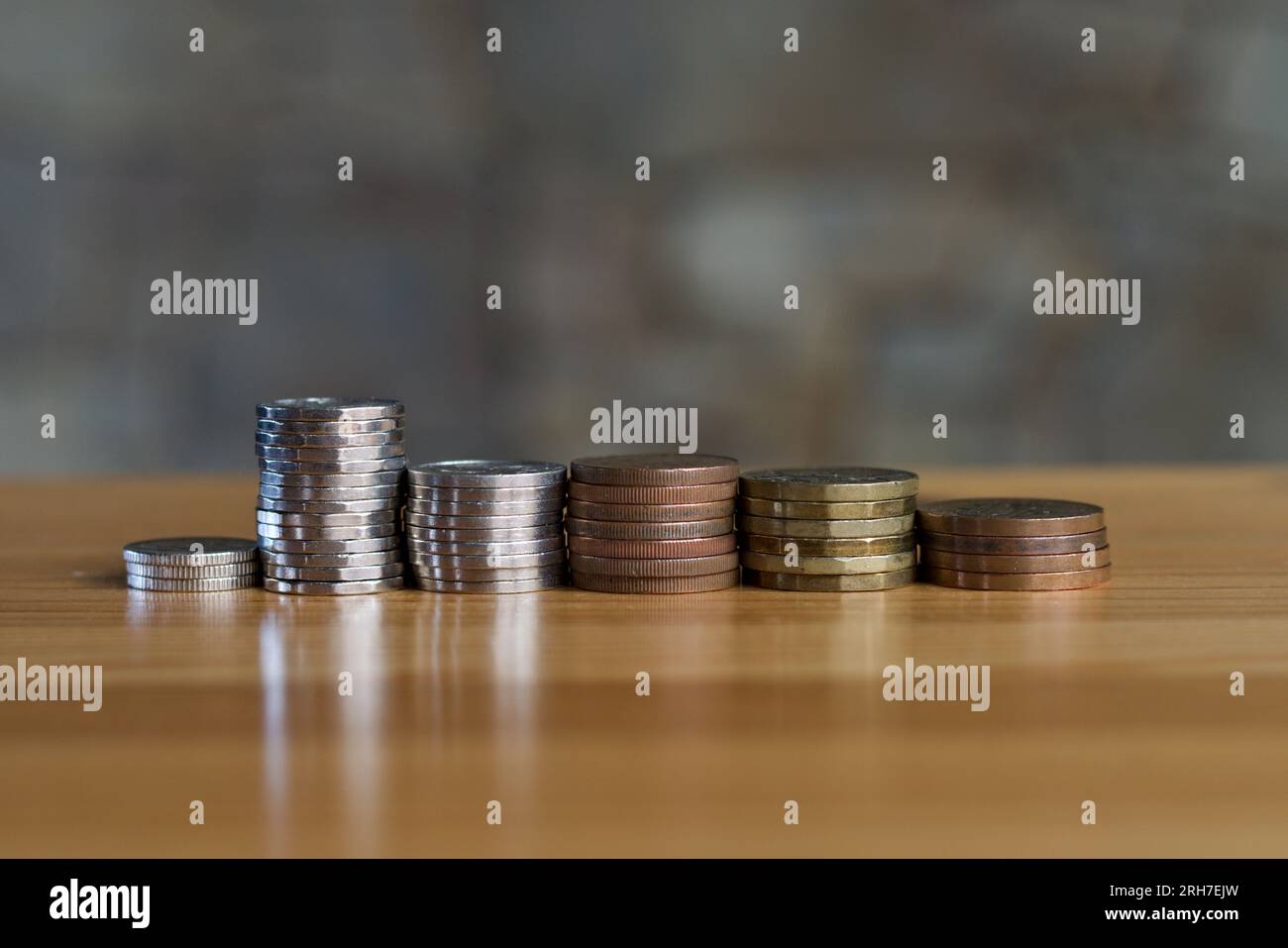 Money coins columns, Czech Crown currency Stock Photo - Alamy