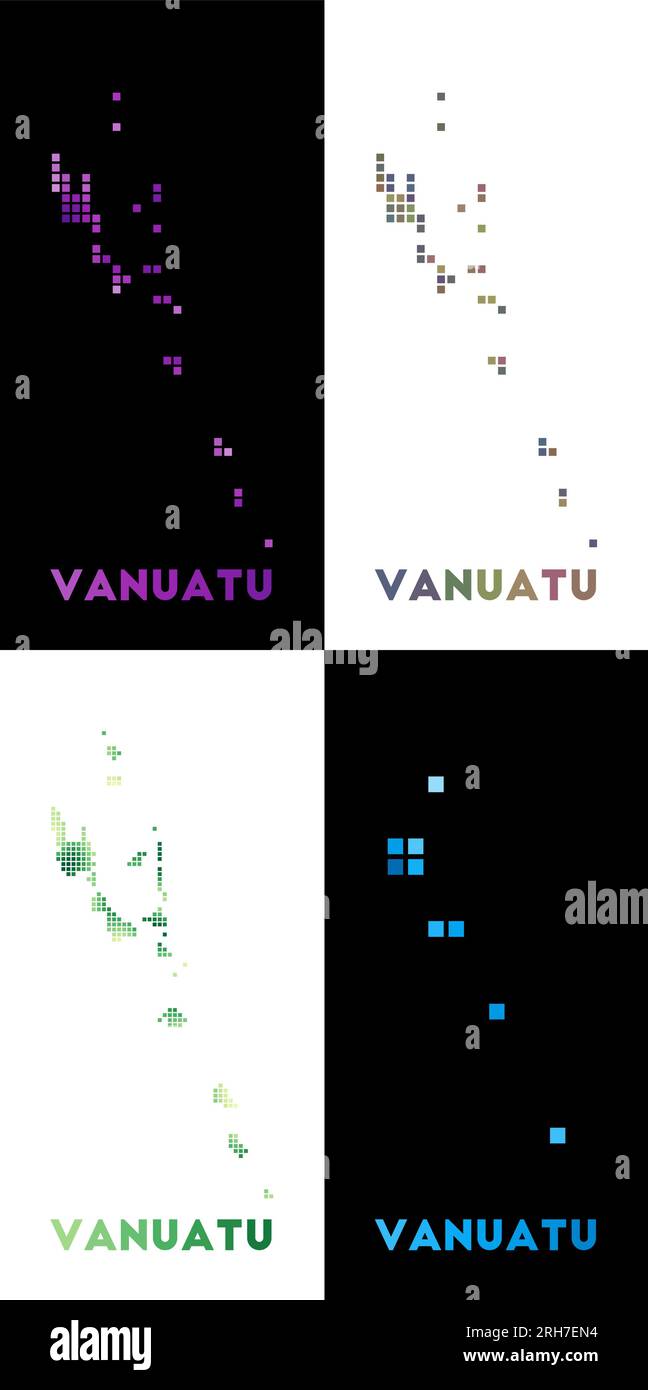 Vanuatu map. Collection of map of Vanuatu in dotted style. Borders of ...