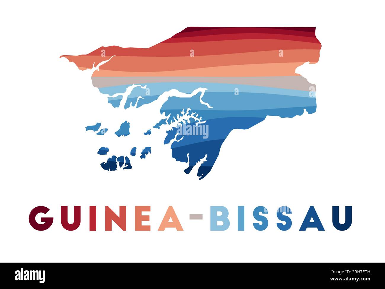 Guinea-Bissau map. Map of the country with beautiful geometric waves in ...
