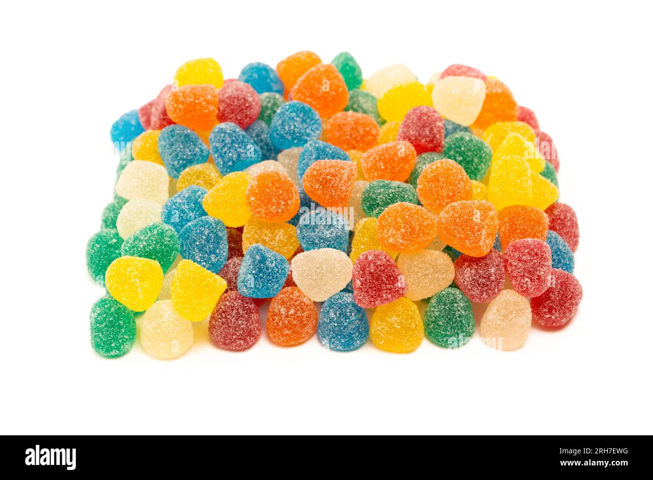 Assorted colorful gummy candies isolated on a white background. Top ...