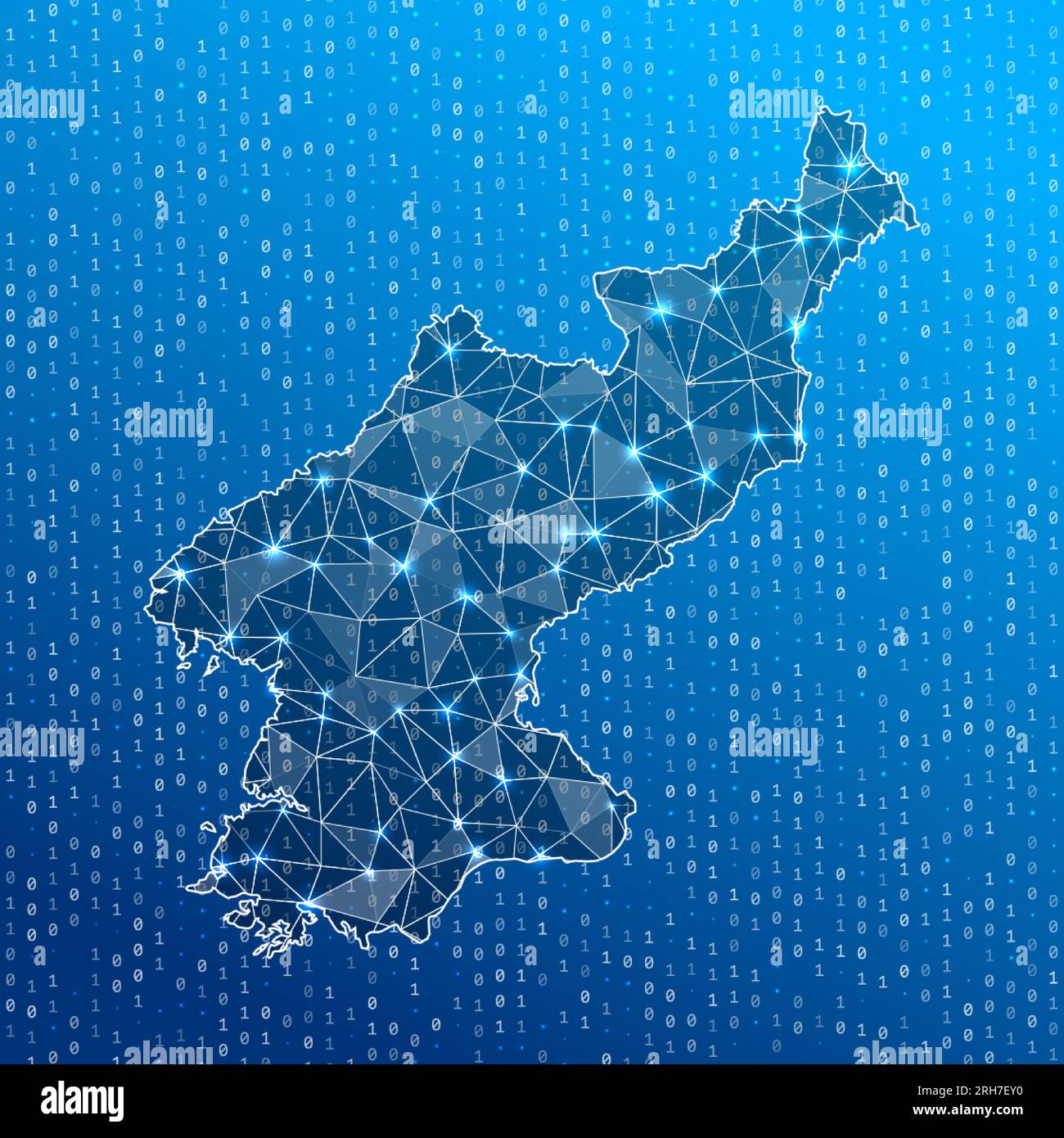 Network map of North Korea. Country digital connections map. Technology ...