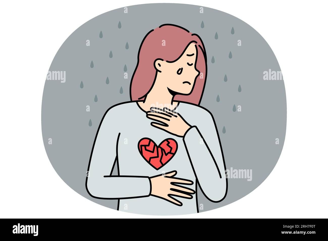 Sad woman with broken heart crying suffer from breakup or separation ...