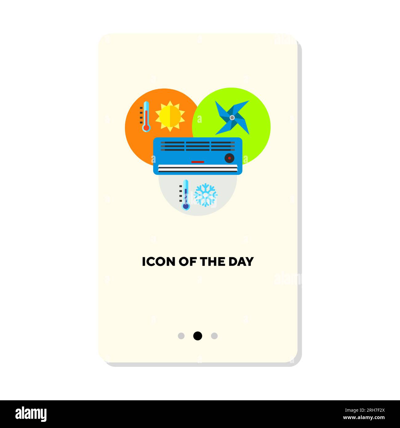 Heating and cooling mode of air conditioner flat vector icon Stock ...