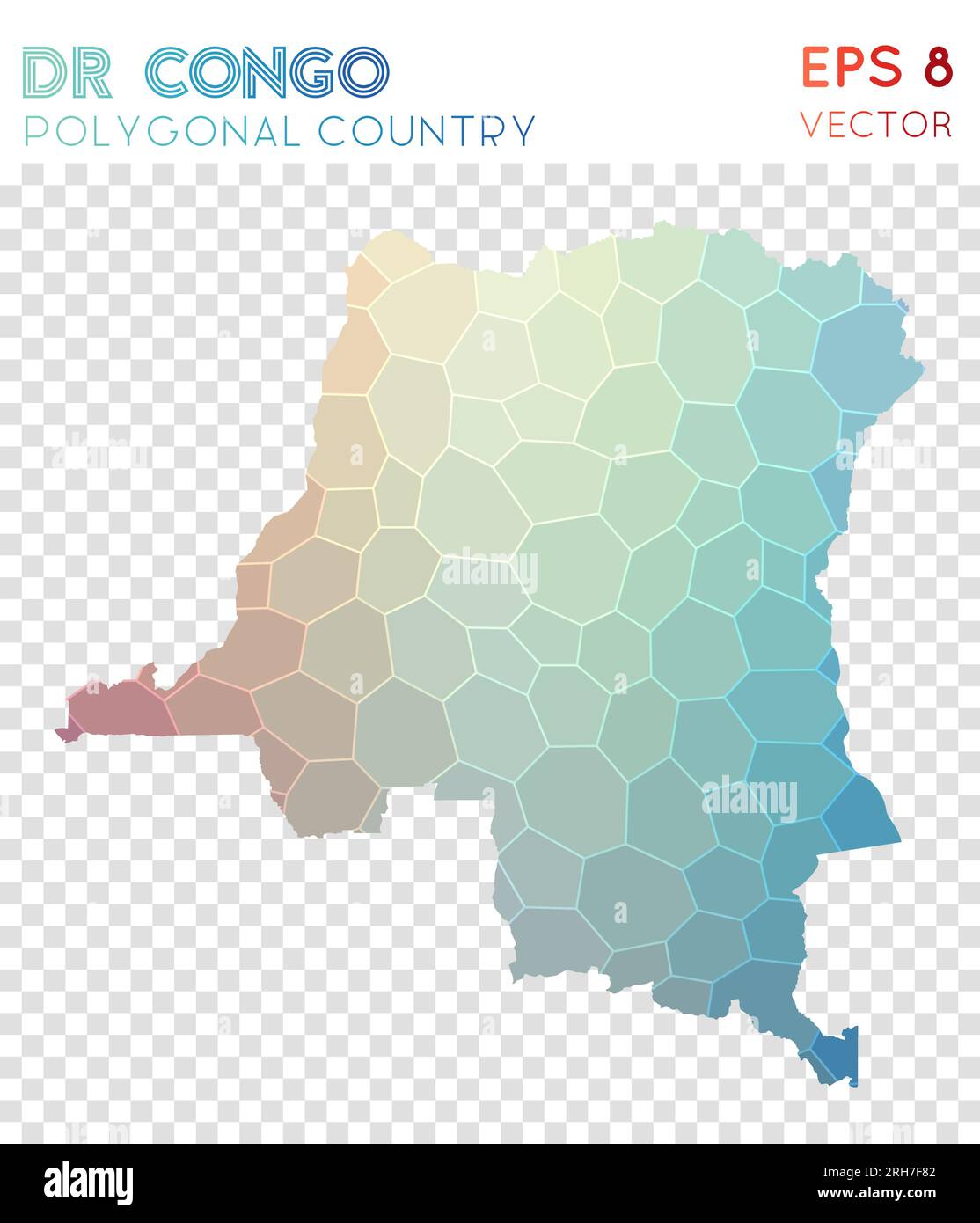 DR Congo polygonal map, mosaic style country. Dramatic low poly style ...