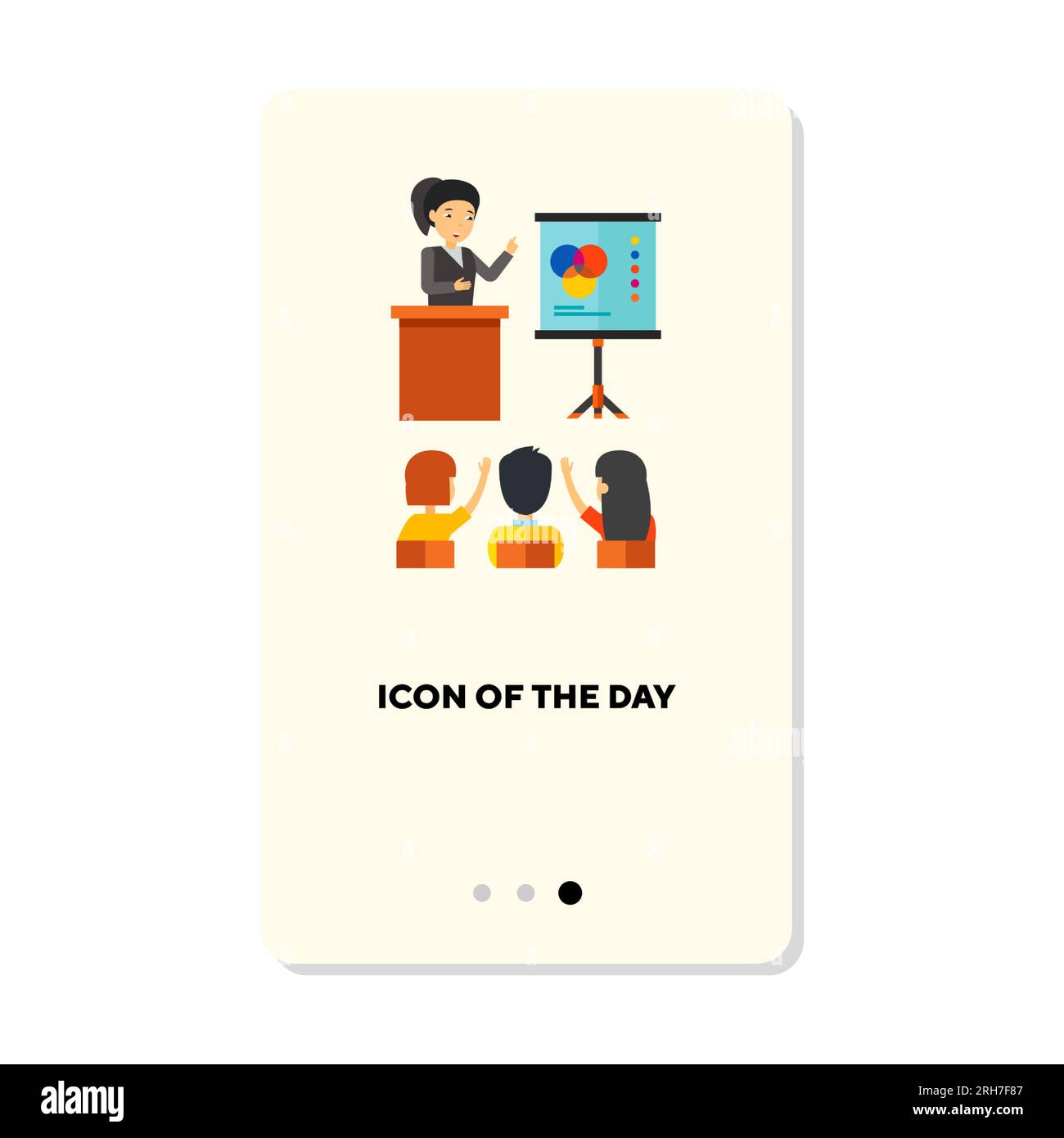 Employees helding conference or presentation flat vector icon Stock ...