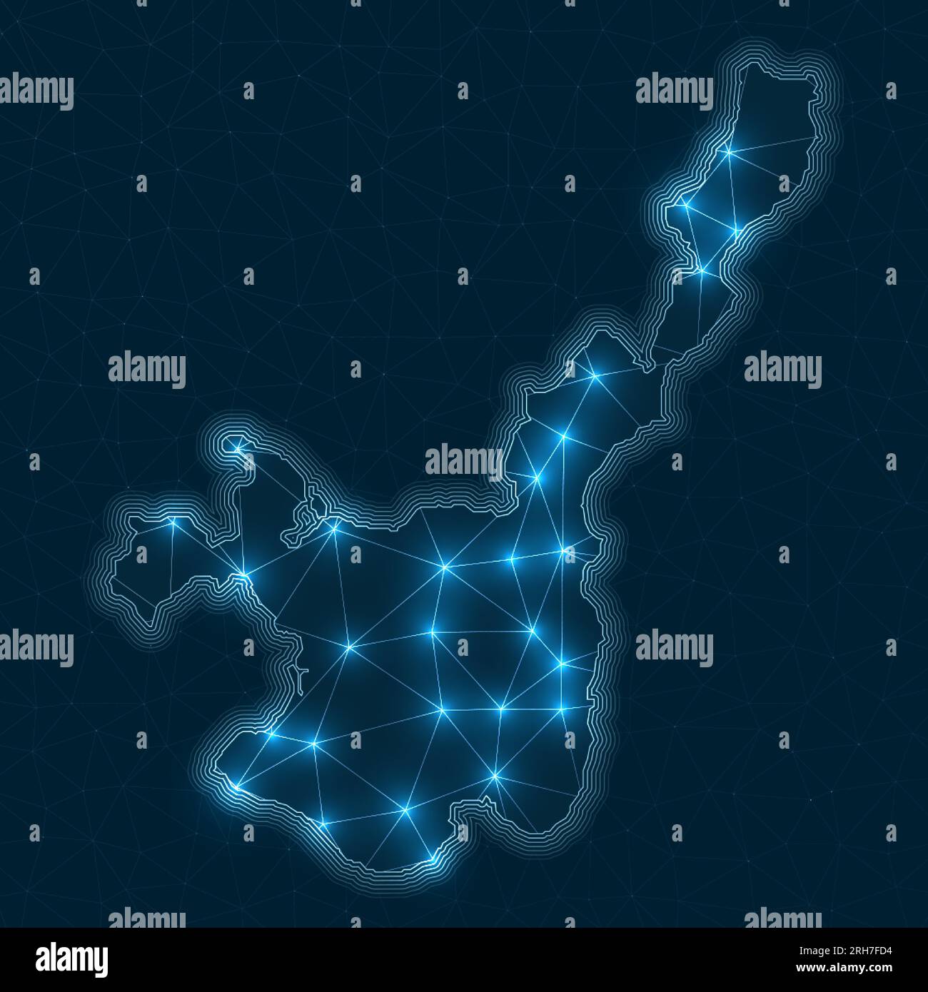 Ishigaki network map. Abstract geometric map of the island. Digital ...