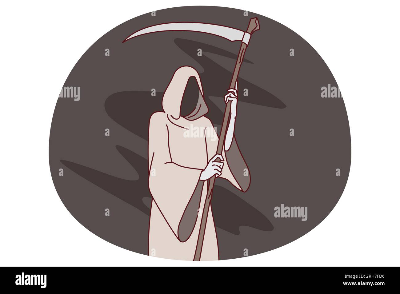 Grim reaper with scythe wearing robe representing death. Mythology ...