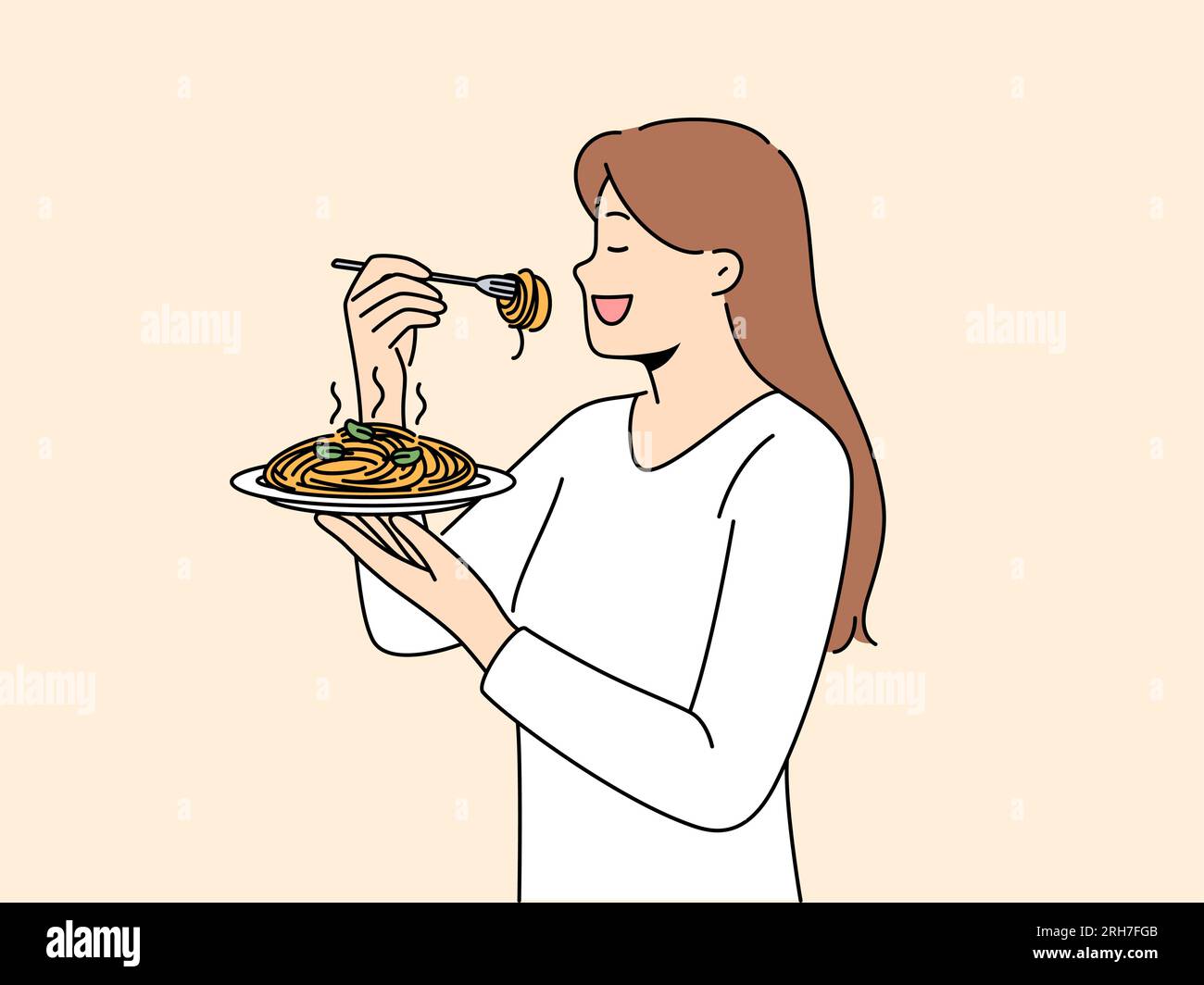 Girl standing in spaghetti Stock Vector Images - Alamy