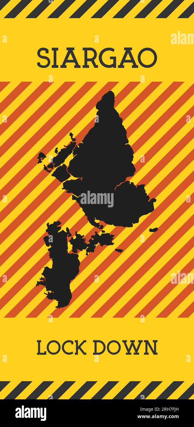 Siargao Lockdown Sign. Yellow island pandemic danger icon. Vector ...