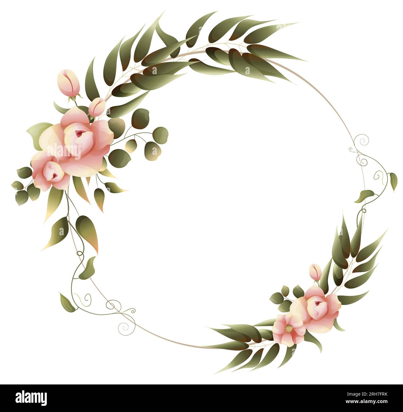 Vector Floral frame with delicate flowers and greenery illustration ...