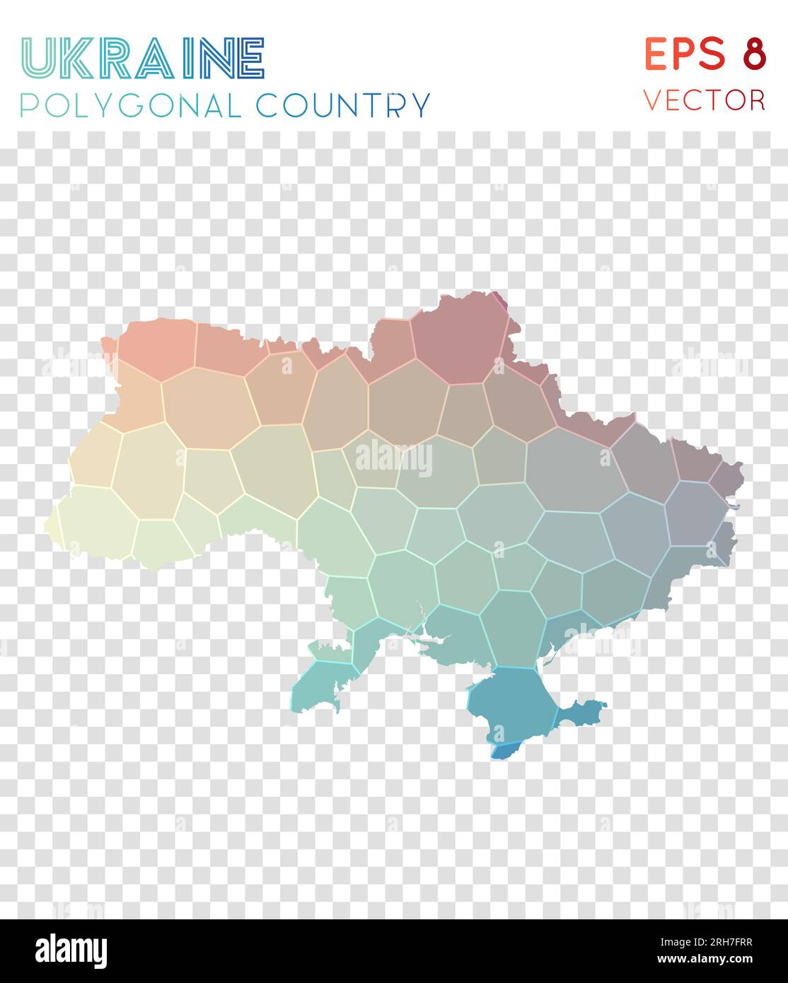Ukraine polygonal map, mosaic style country. Exotic low poly style ...