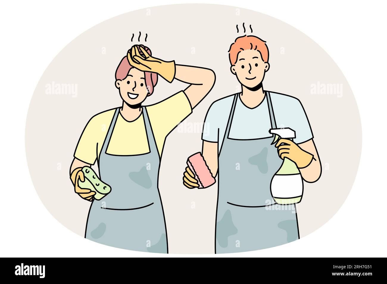 Exhausted woman after cleaning Stock Vector Images - Alamy