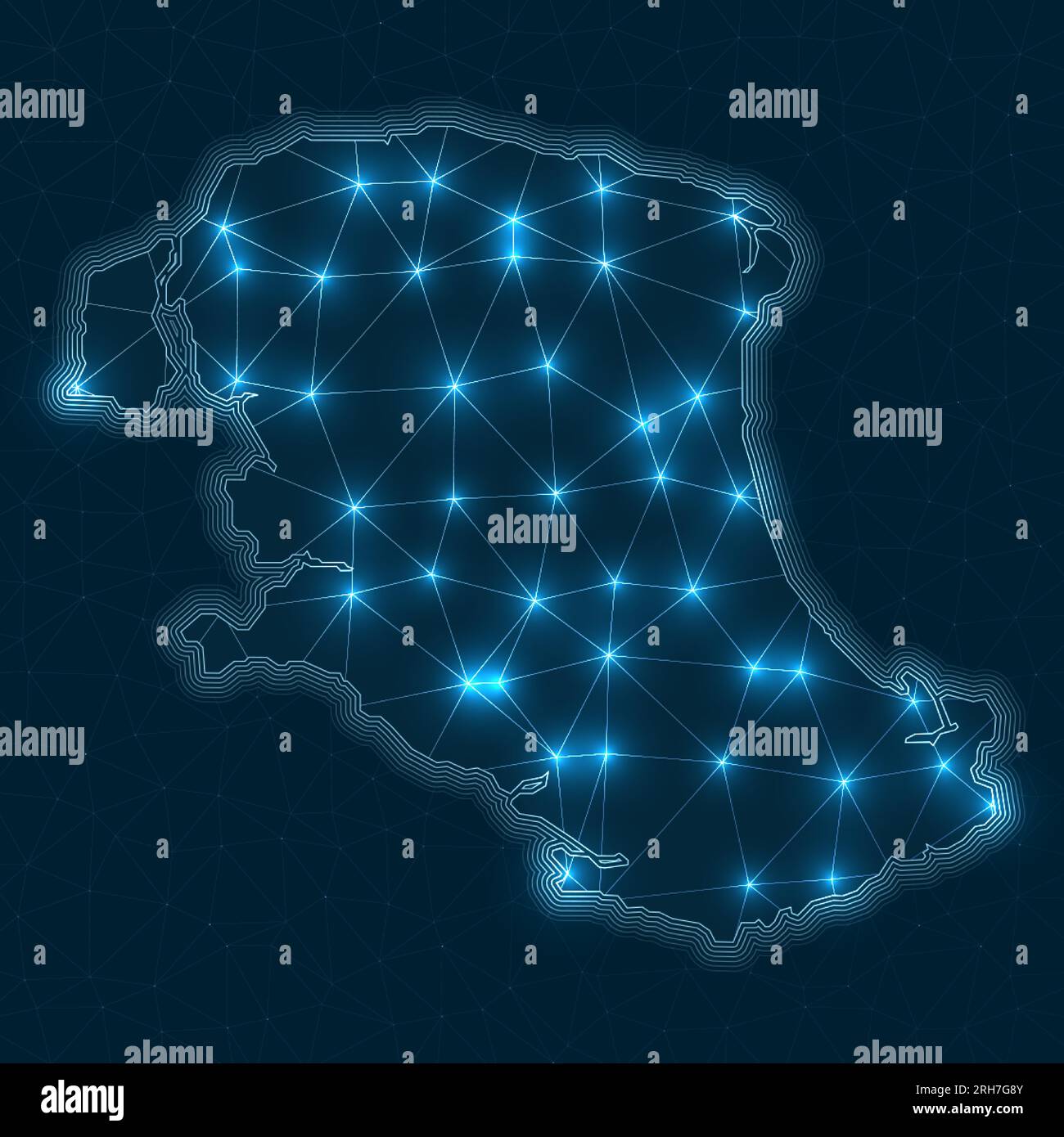 Parrot Cay network map. Abstract geometric map of the island. Digital ...