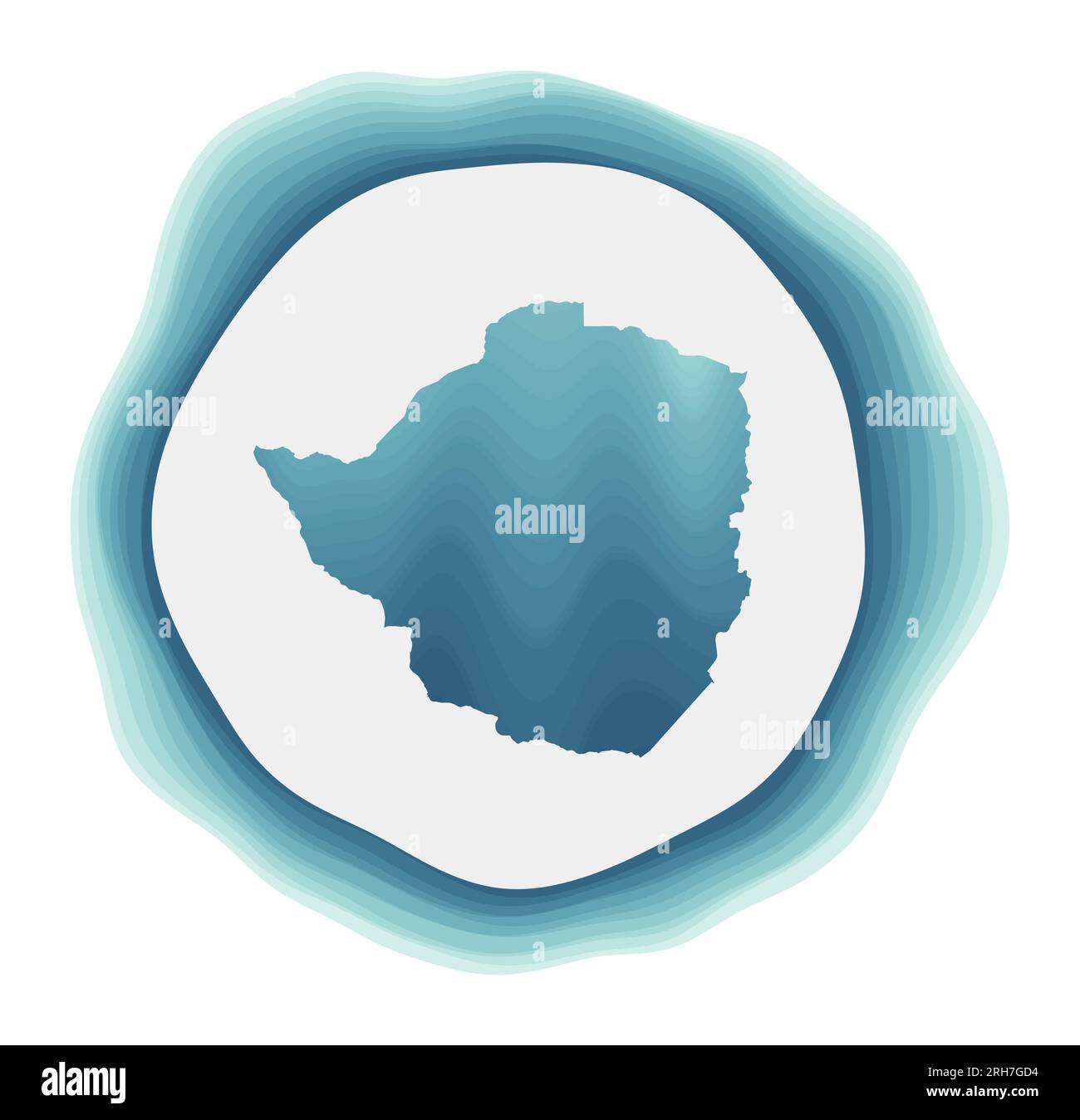 Zimbabwe logo. Badge of the country. Layered circular sign around Zimbabwe border shape ...