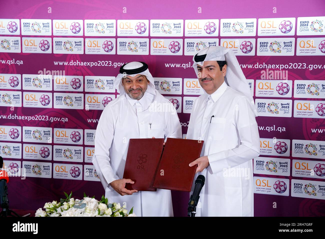 Hani Taleb Ballan, CEO of Qatar Stars League and Mohamed Ali Al Khouri ...