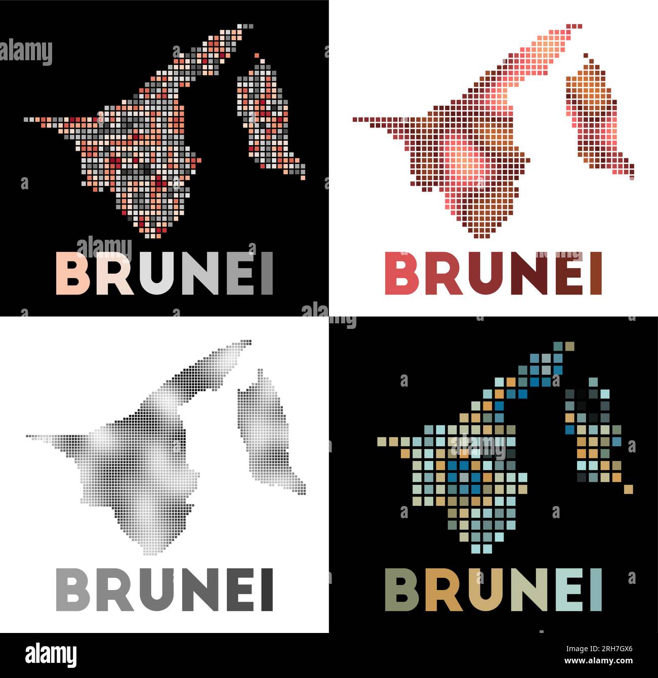 Brunei map. Collection of map of Brunei in dotted style. Borders of the ...