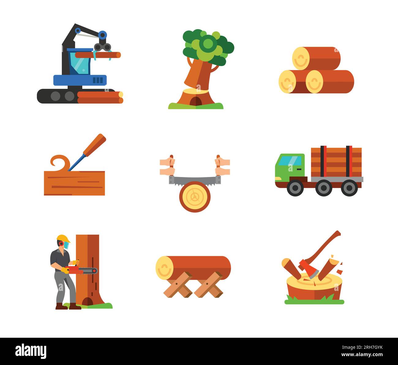 Sawmill icon set Stock Vector Image & Art - Alamy