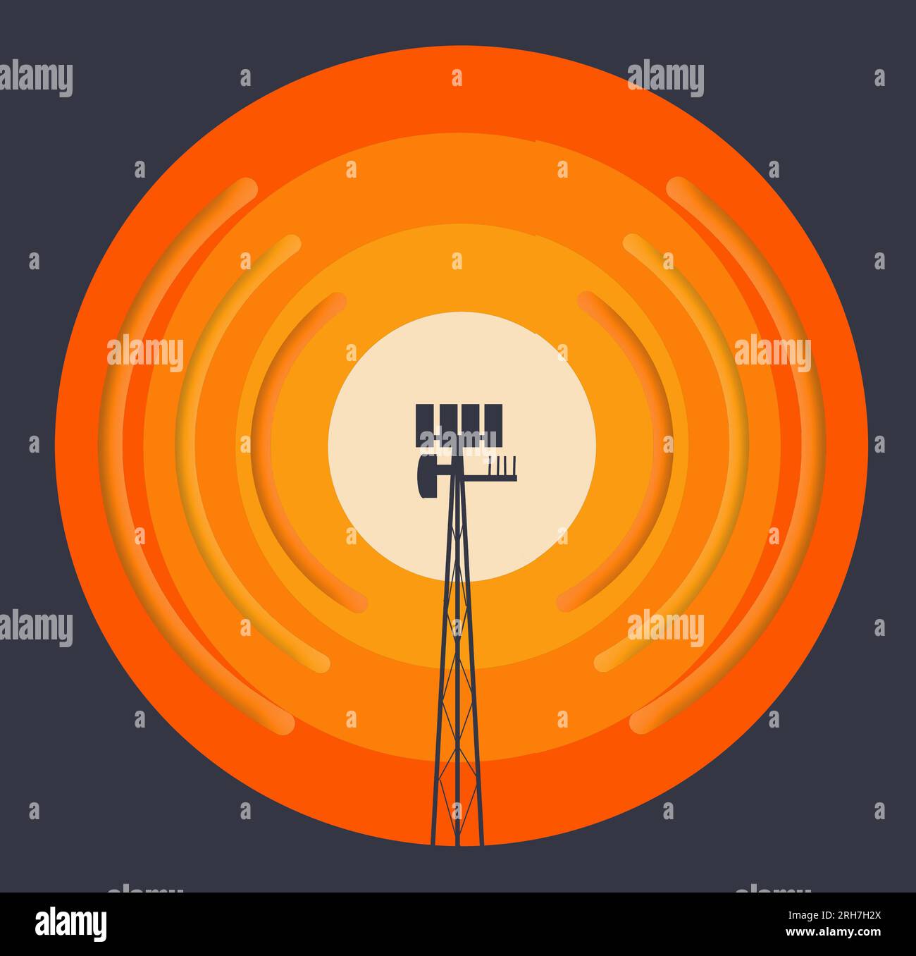 A cellular antenna is seen with the setting sun in the background as ...