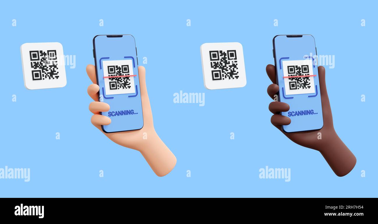 QR code scanning and reading 3d render illustration Stock Photo - Alamy