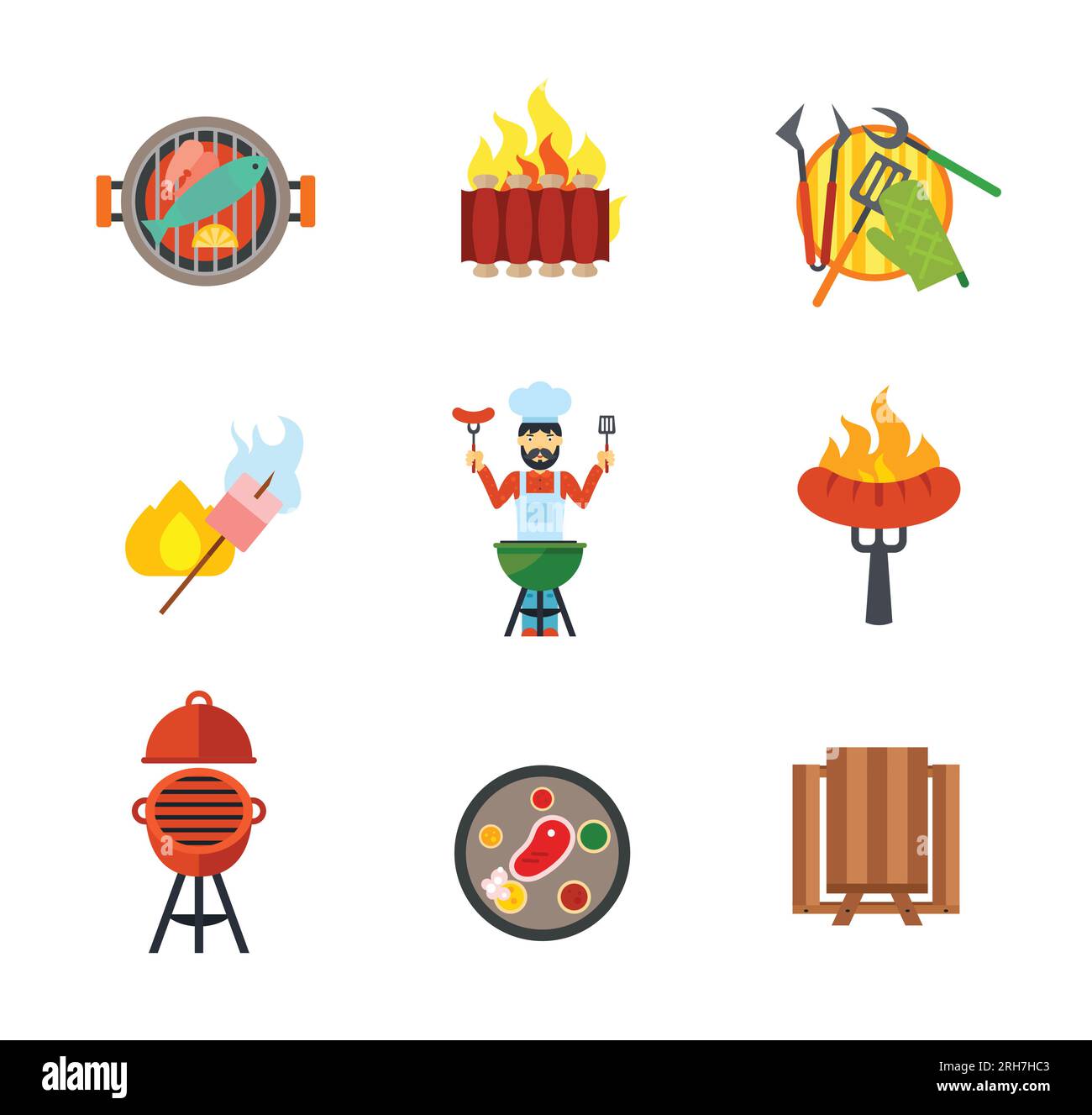 Barbecue icon set Stock Vector Image & Art - Alamy