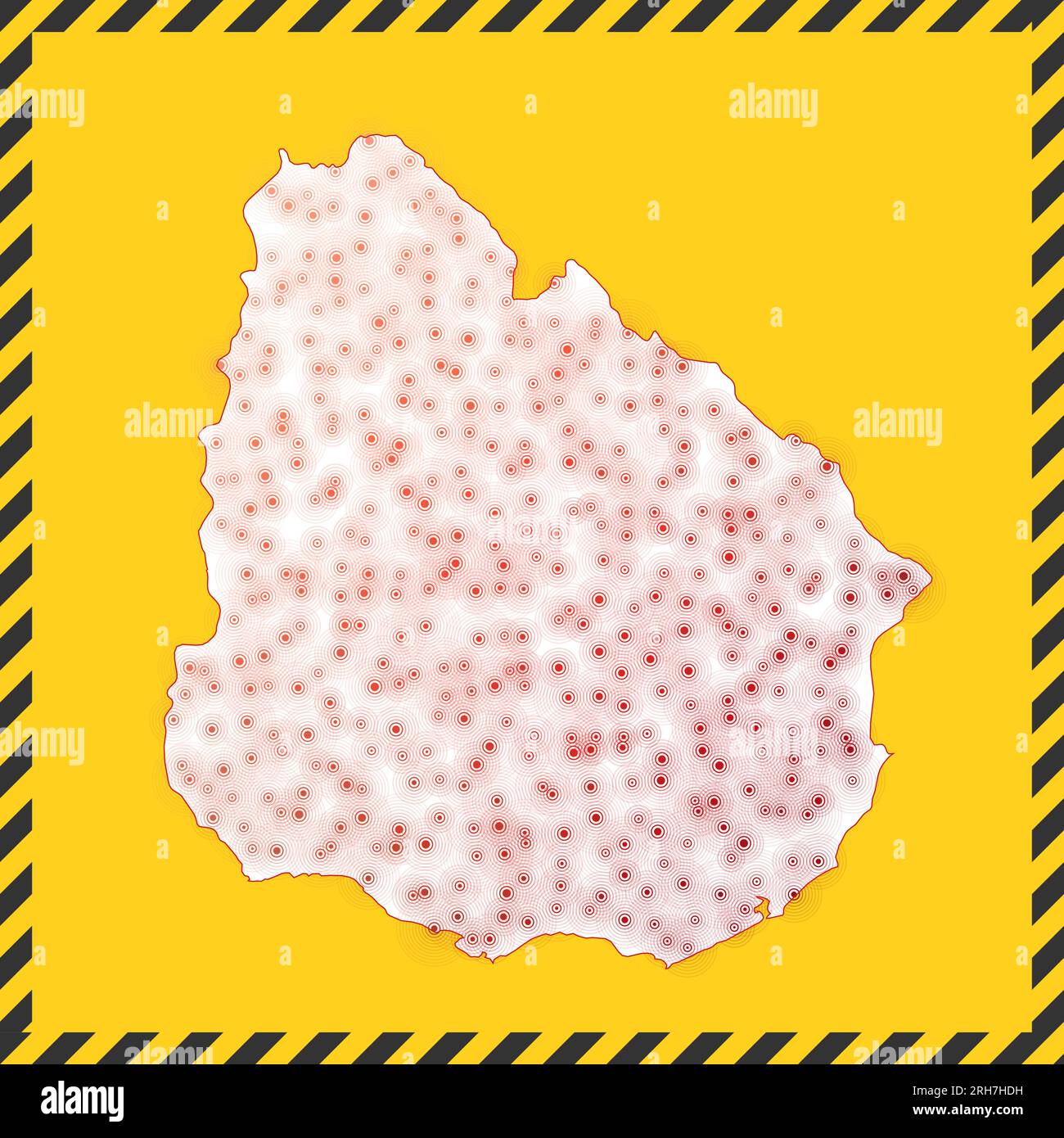 Uruguay closed - virus danger sign. Lock down country icon. Black ...