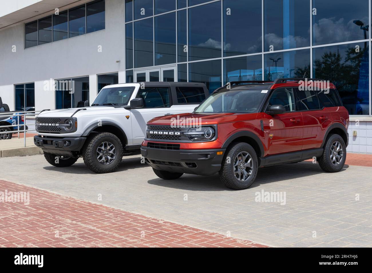 Fishers - August 13, 2023: Ford Bronco display at a dealership. Ford ...
