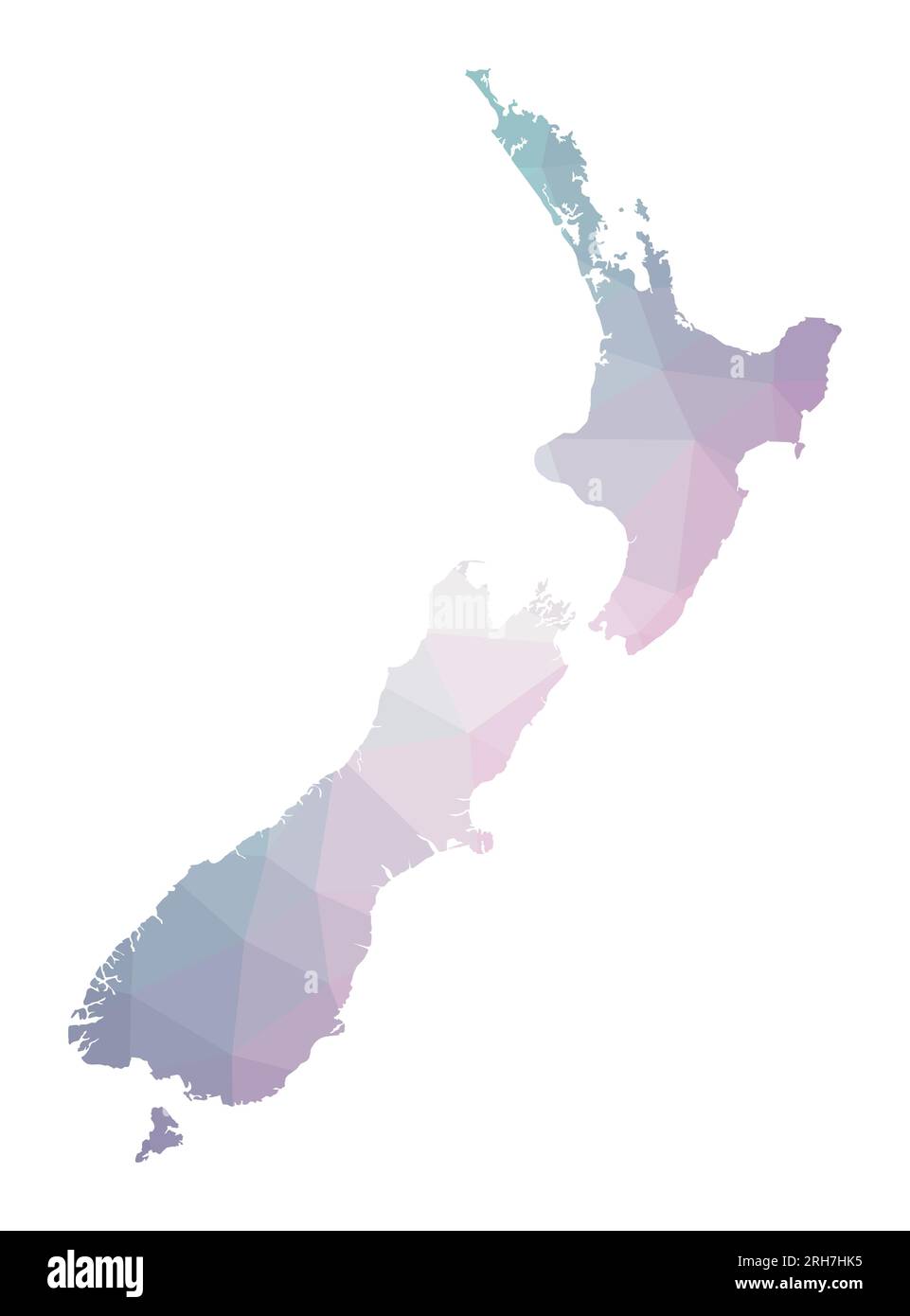 Polygonal map of New Zealand. Geometric illustration of the country in ...