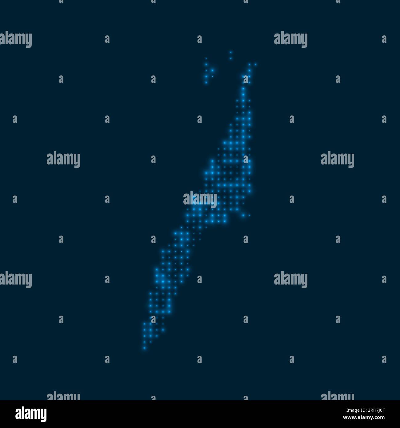 Cebu dotted glowing map. Shape of the island with blue bright bulbs ...
