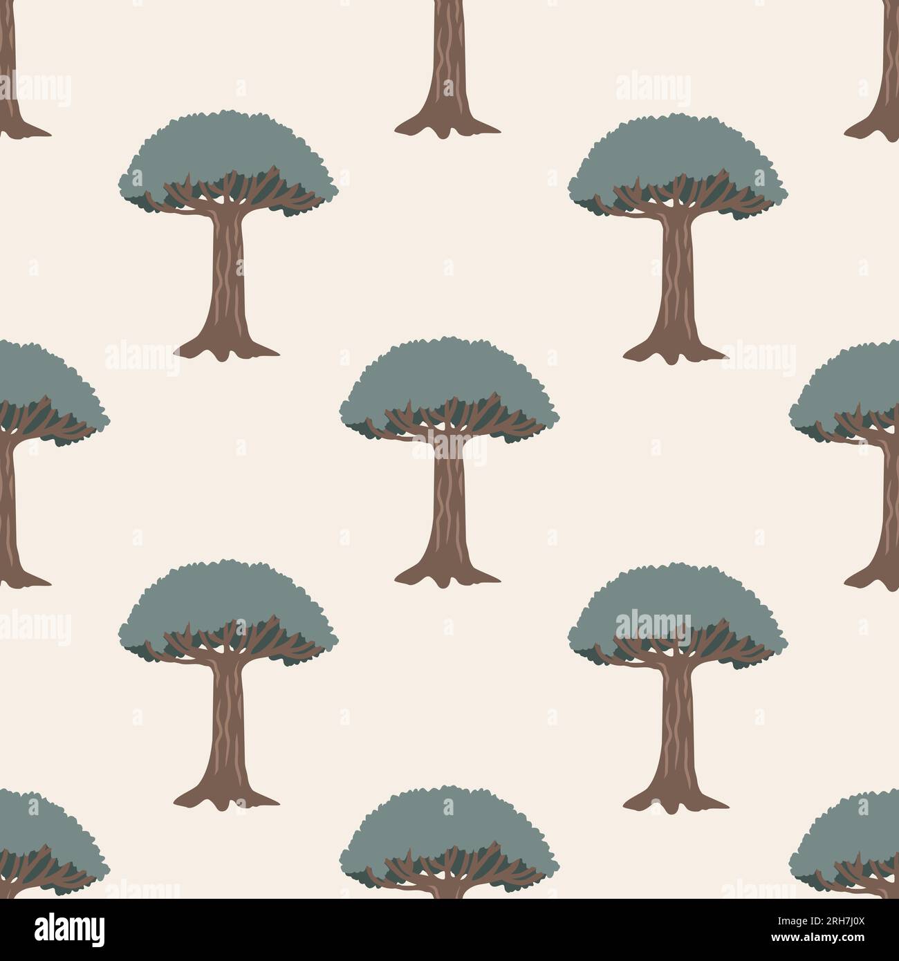 Dragon blood tree seamless pattern. Socotra island landscape background ...