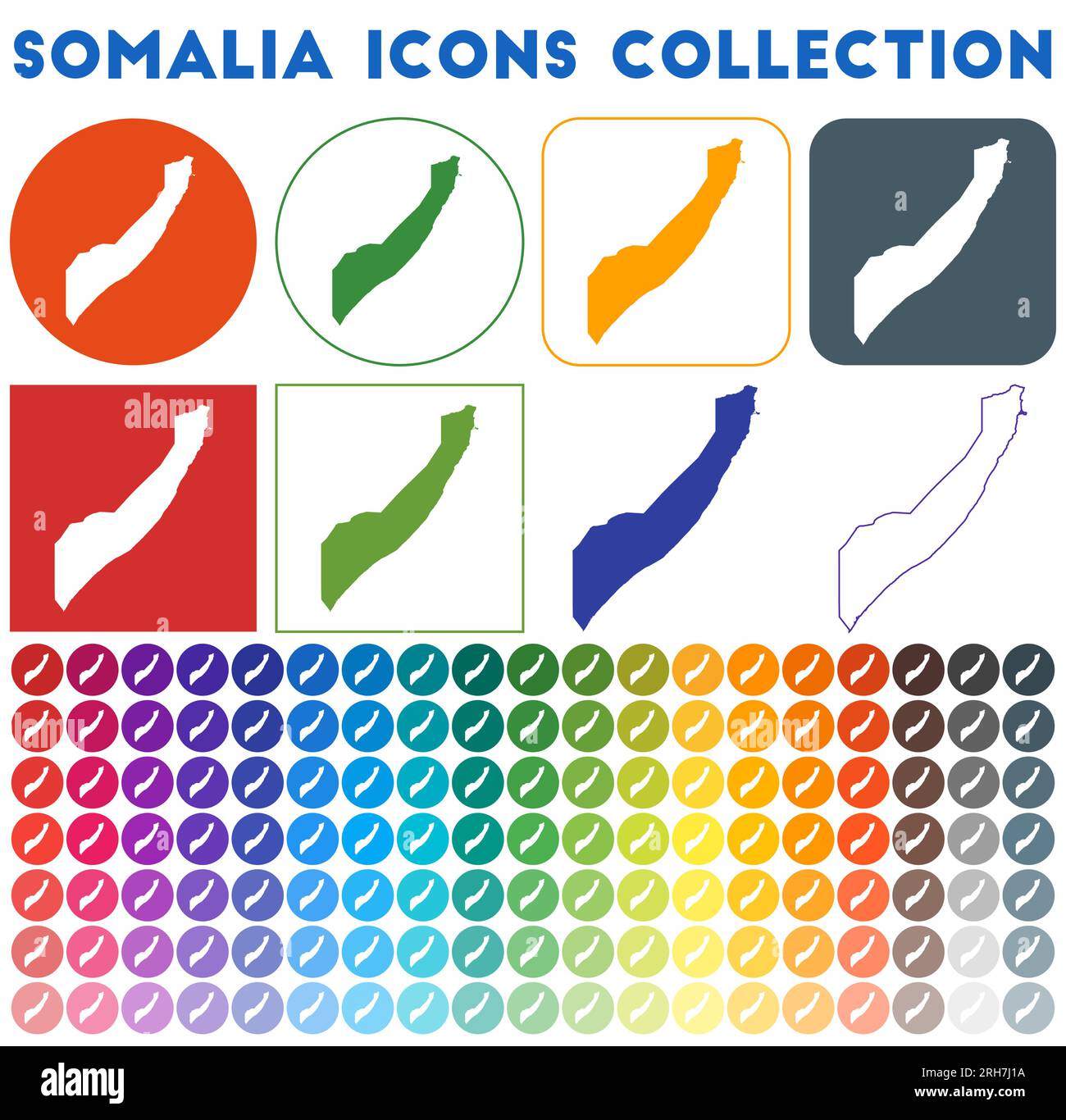 Somalia icons collection. Bright colorful trendy map icons. Modern ...