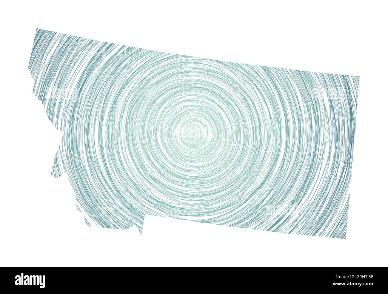 Montana map filled with concentric circles. Sketch style circles in ...