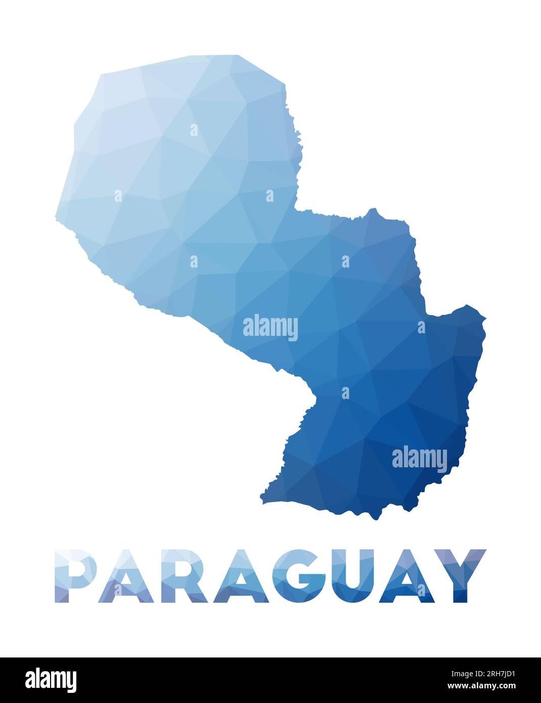 Low poly map of Paraguay. Geometric illustration of the country ...